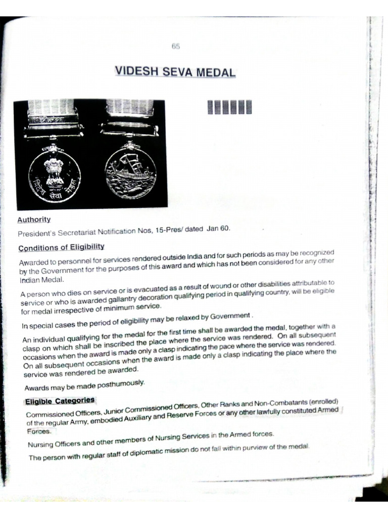 Videsh Seva Medal | PDF