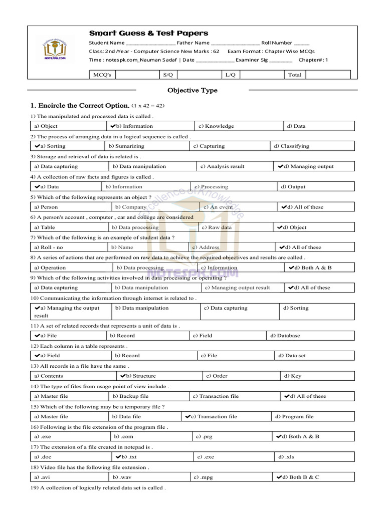 Solved MCQs | PDF | Databases | Information Technology