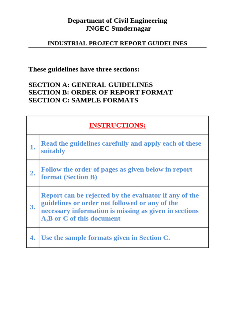 Industrial Project Report Guidelines and Format | PDF | Written ...
