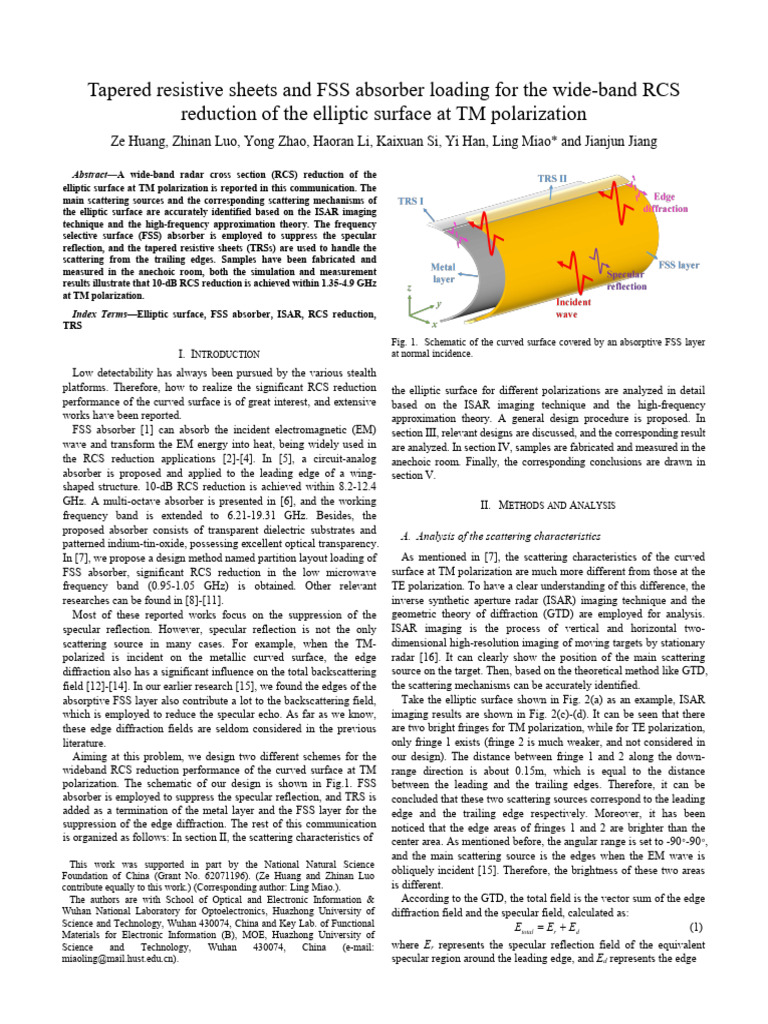 3.tapered Resistive Sheets and FSS Absorber Loading For The Wide-Band RCS Reduction of The ...