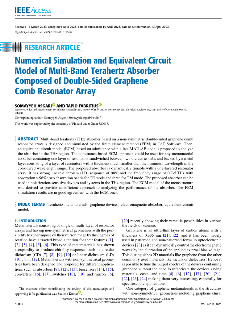 4.numerical Simulation and Equivalent Circuit Model of Multi-Band Terahertz Absorber Composed of ...