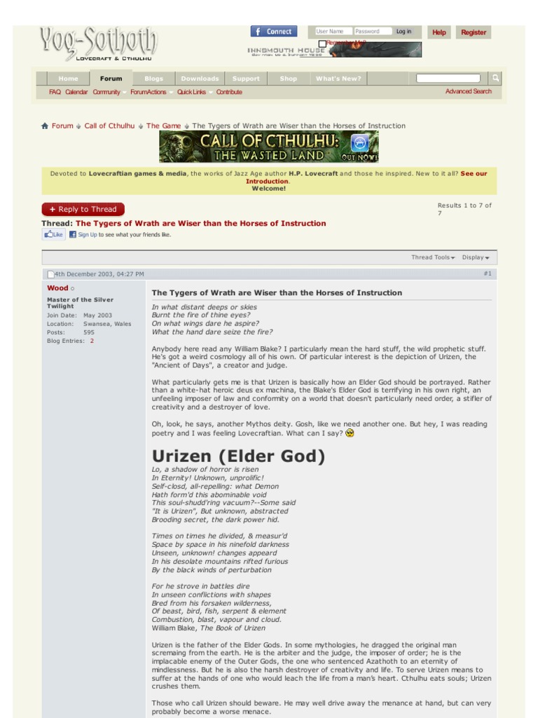 Ingham's Mythos: Urizen | PDF | William Blake | H. P. Lovecraft