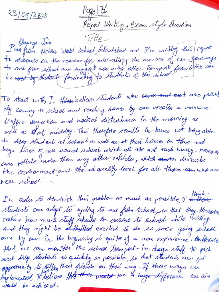 Report Writing Exam Style Question English Shaurya Cambridge 10 23-May ...