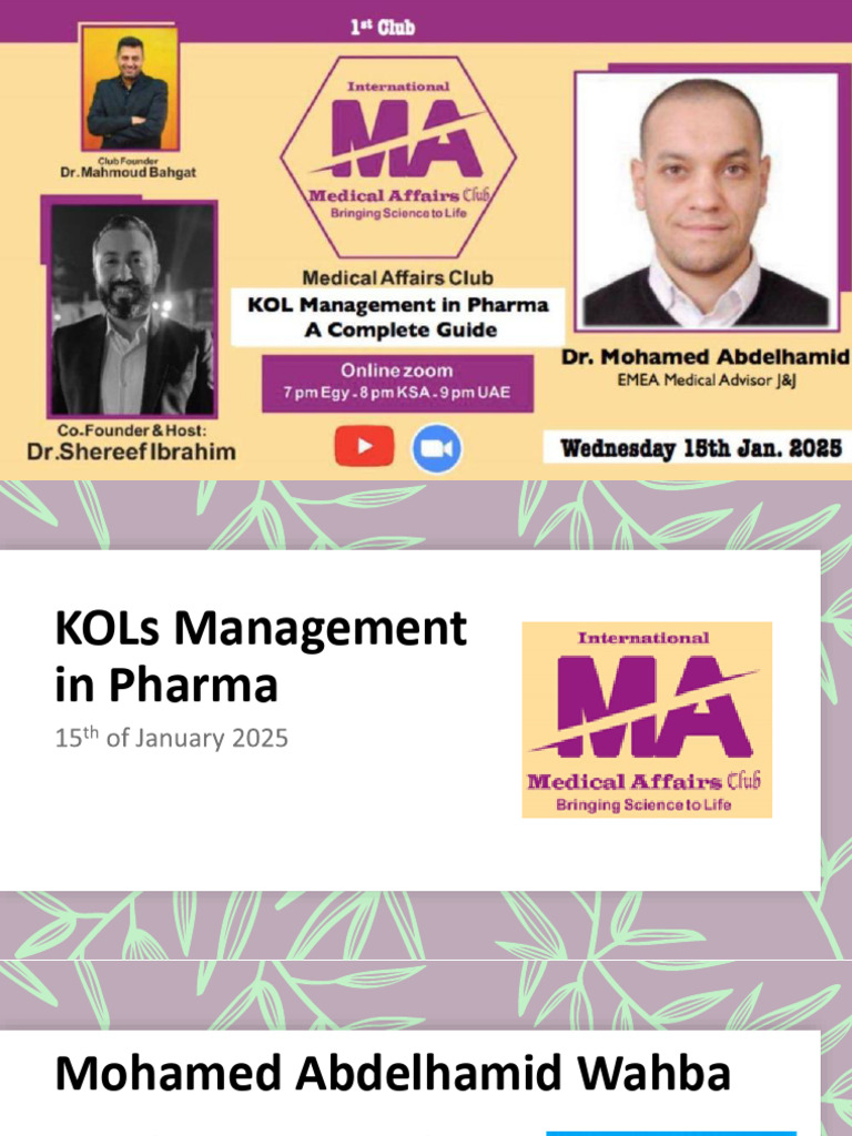 Wave 1 - 15-01-2025 - KOL Management in Pharma - DR Mohamed Abdelhamid ...