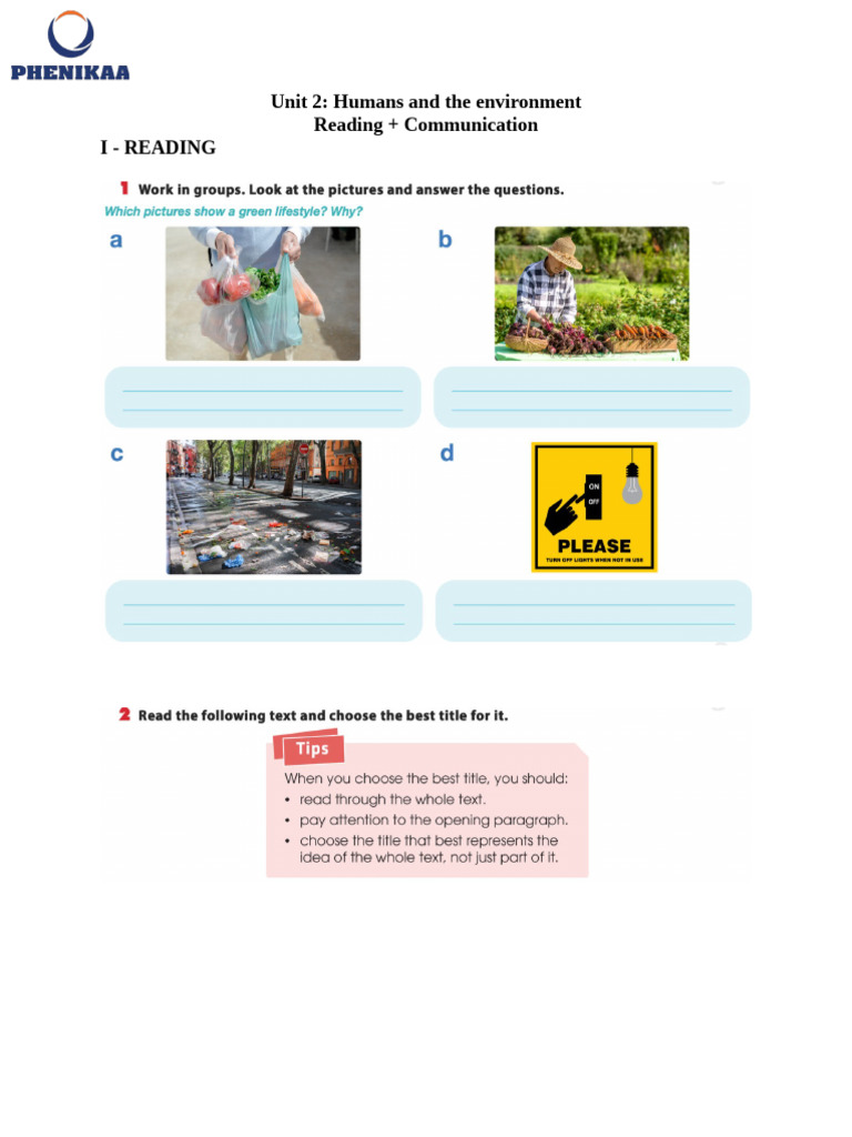 Unit 2 - Reading + Communication HO | PDF