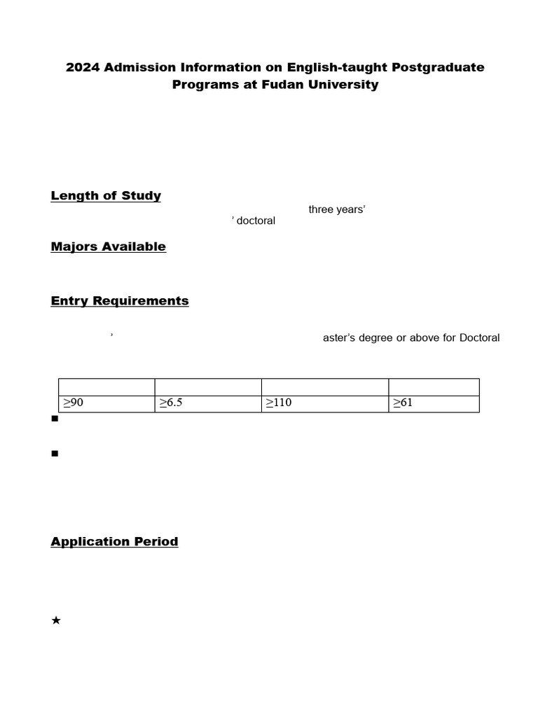 Fudan University 2024 English Programs | PDF | Academic Degree ...