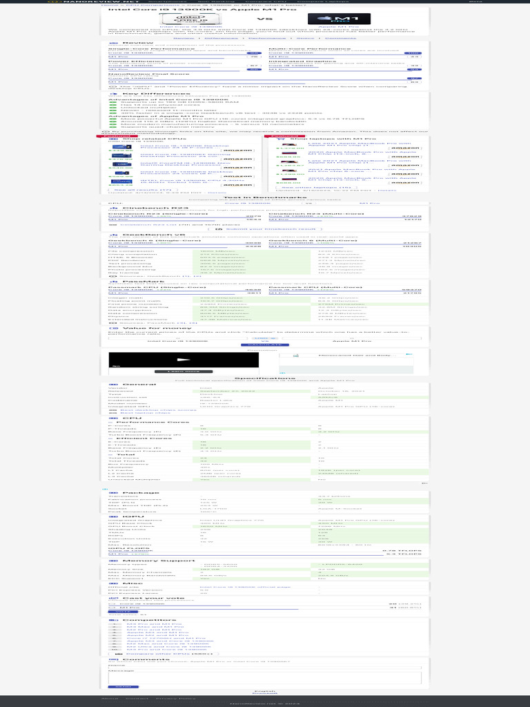 Intel Core I9 13900K Vs Apple M1 Pro Performance Comparison | PDF | Graphics Processing Unit ...