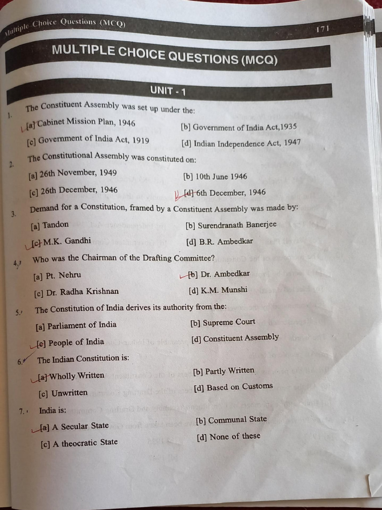Indian Constitution . MCQ | PDF