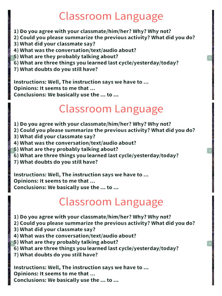 Classroom Language | PDF