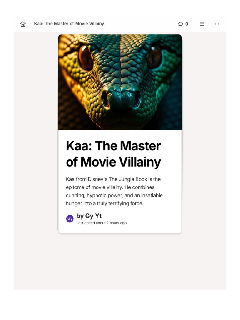 Kaa: The Quintessential Movie Villain | PDF | Kaa | Predation
