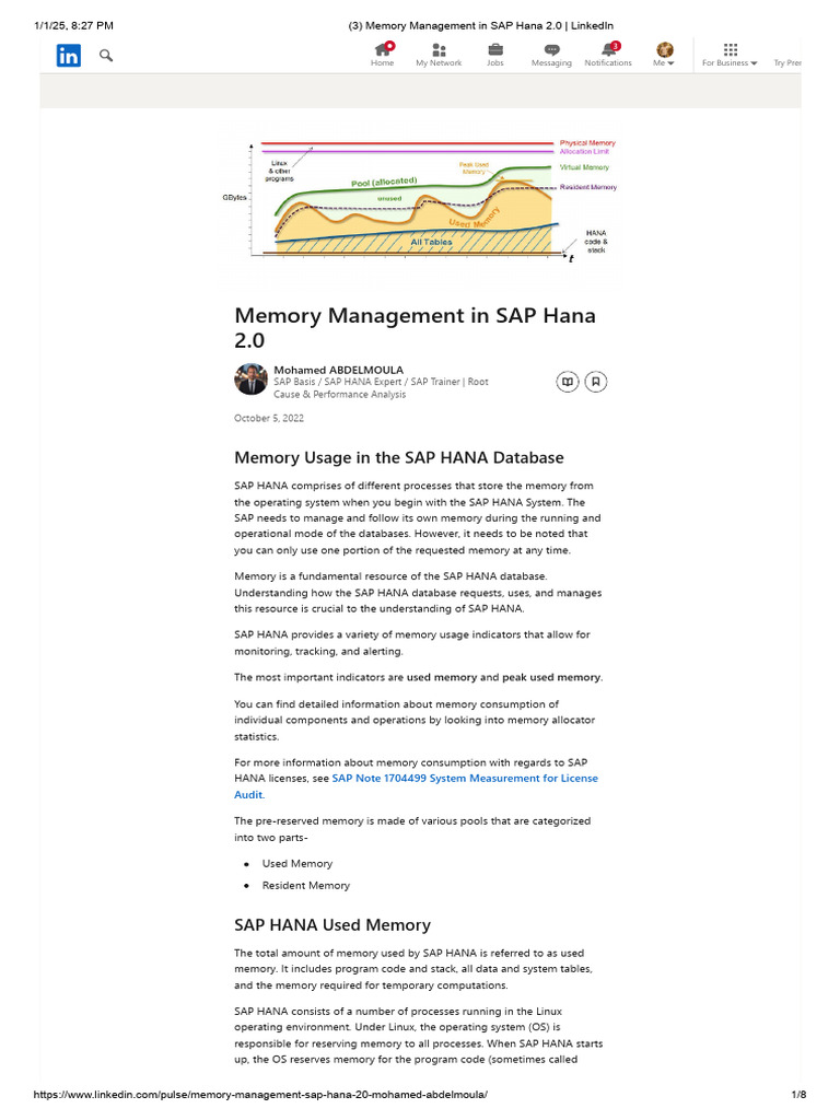 Memory Management in SAP Hana 2.0 - LinkedIn | PDF | Databases | Data