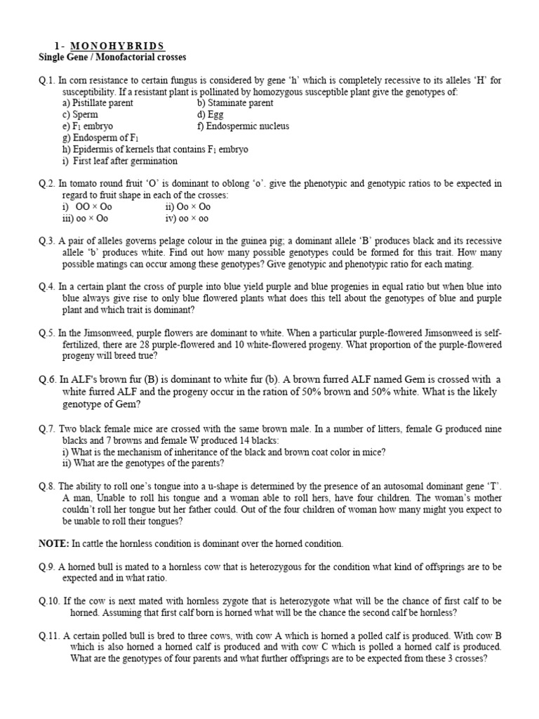 PBG 501 Practical 1 Monohybrid | PDF | Dominance (Genetics) | Genotype