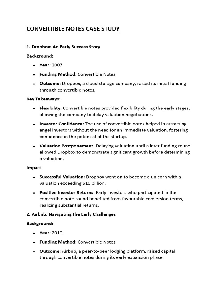 Convertible Notes: Success Stories & Insights | PDF | Startup Company ...