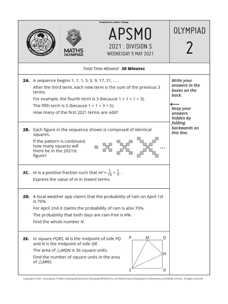2021 Apsmo | PDF | Area | Rectangle
