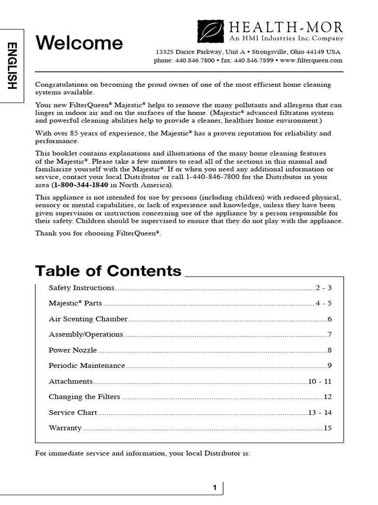 USCAN Majestic EnglishRevF | PDF | Electrical Connector | Vacuum Cleaner