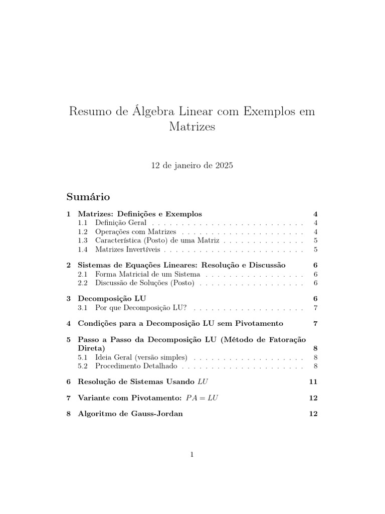 Resumo Completo Alg Lin | PDF | Autovalores e autovetores | Álgebra abstrata