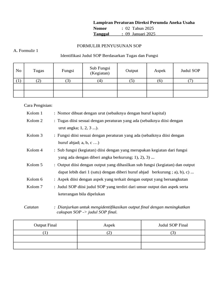 Lampiran SOP 1-1 | PDF