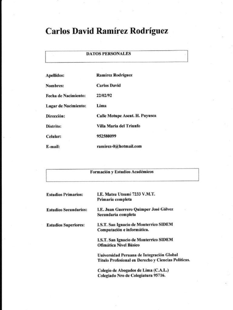 Currículum Vitae Carlos Ramírez - Compressed-Fusionado-Comprimido | PDF | Etapas educativas