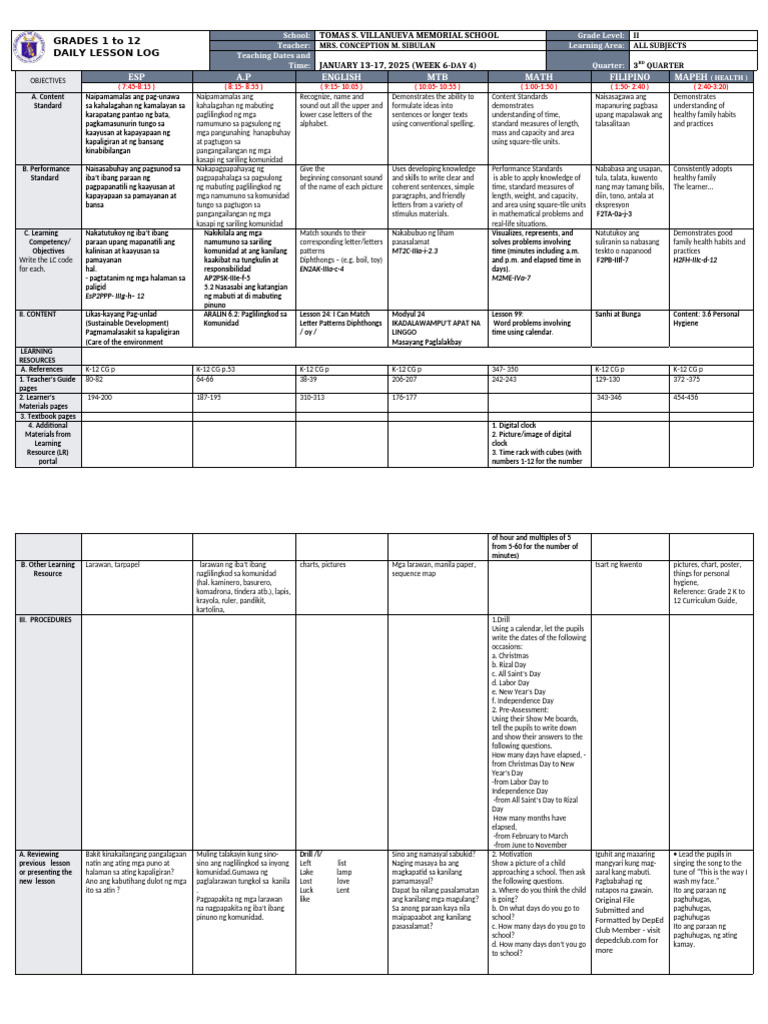 DLL - All Subjects 2 - Q3 - W6 - D4 | PDF