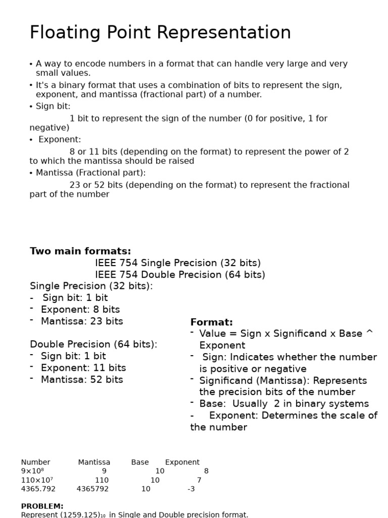 Floating Point Representation | PDF | Theory Of Computation | Mathematical Notation