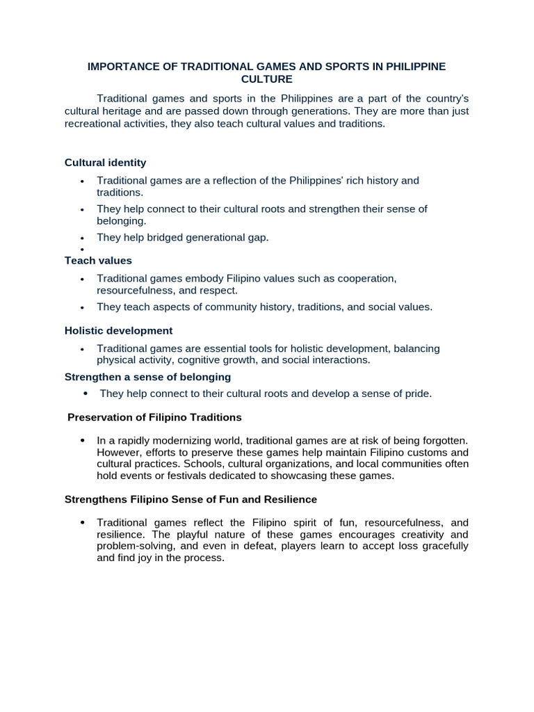 Importantance-of-traditional-games | PDF | Psychological Resilience ...