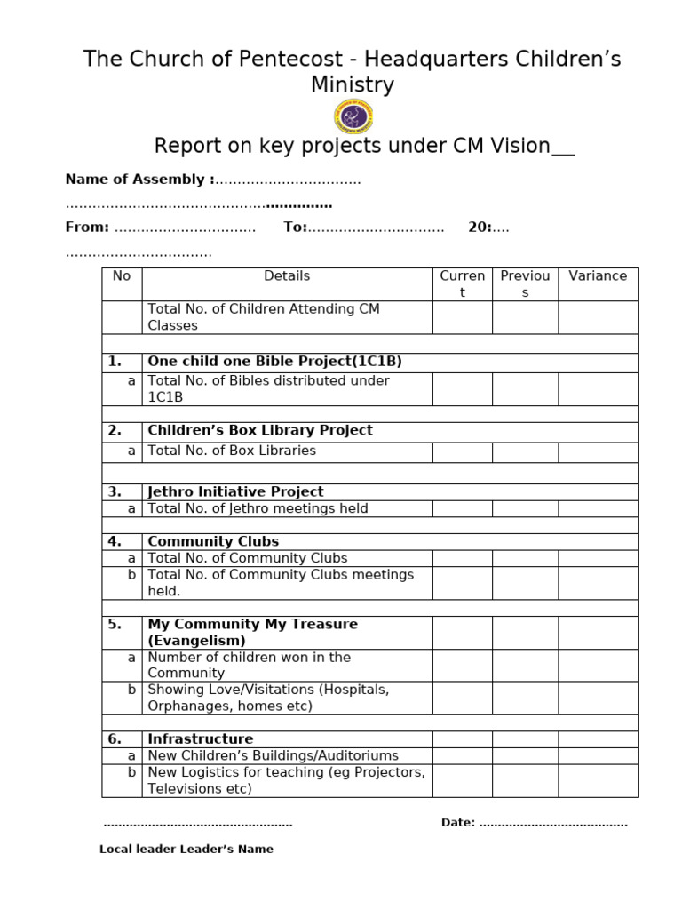 Cm Vision and Project Report Form Local | PDF