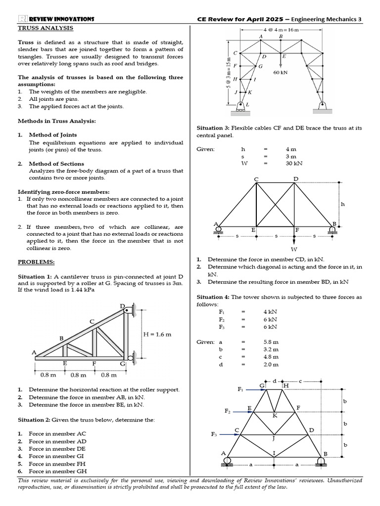 Engineering Mechanics Set | PDF | Truss | Mechanical Engineering
