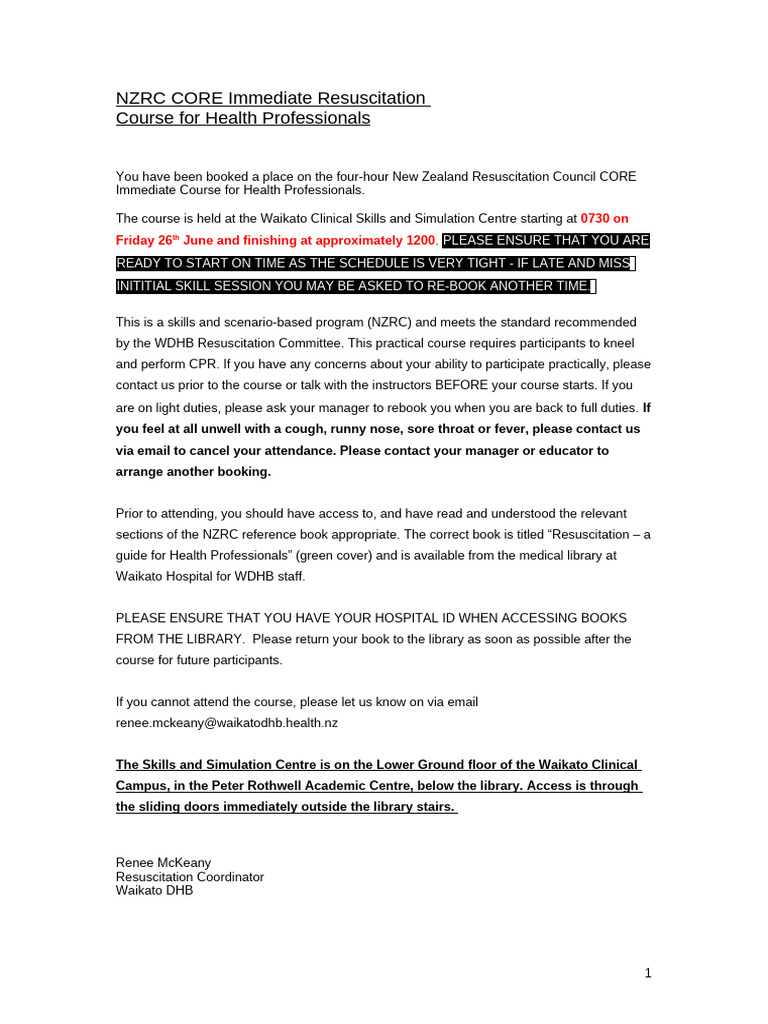 CORE Immediate PreCourse Letter | PDF | Cardiopulmonary Resuscitation ...