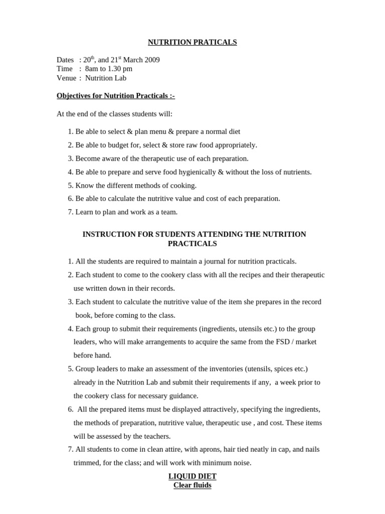1st Yr Nutrition Practicals | PDF | Cooking | Juice