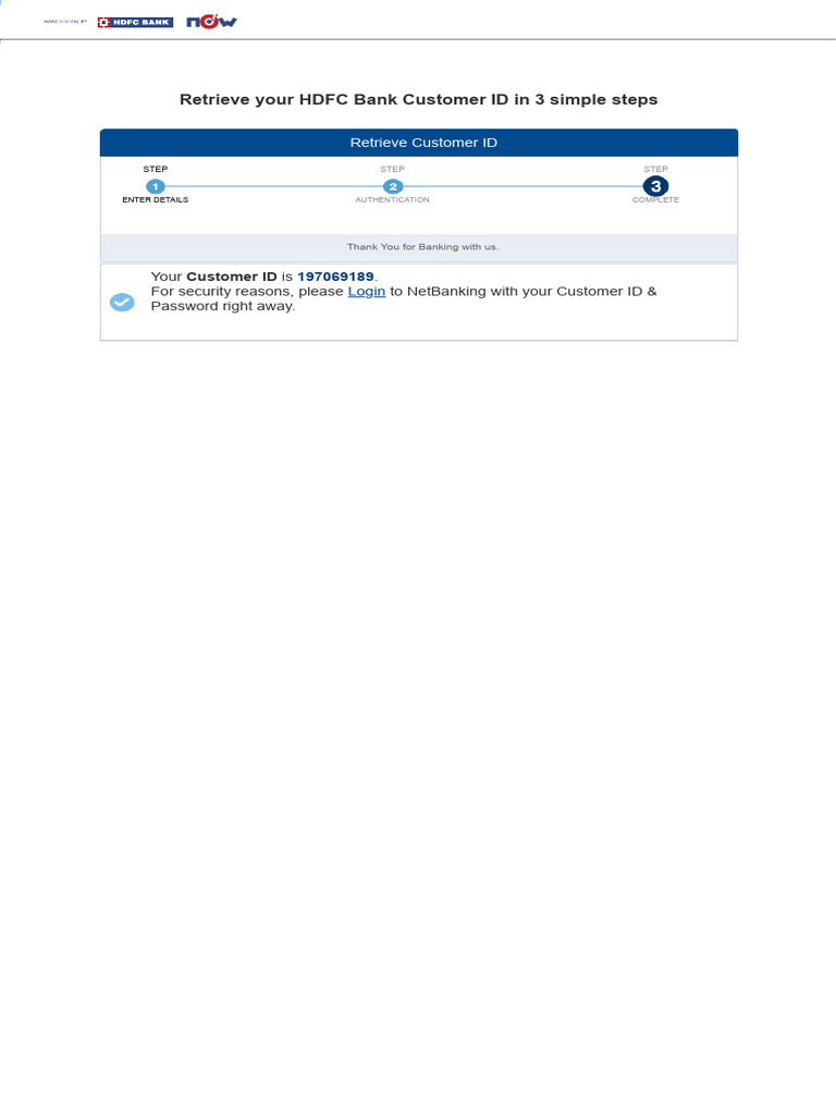 Welcome To HDFC Bank NetBanking | PDF