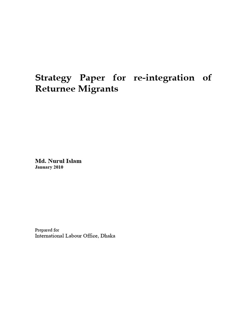 Strategy Pap For Re-Integration | PDF | Migrant Worker | Human Migration