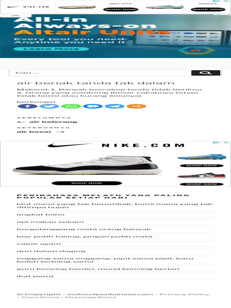 Air Beriak Tanda Tak Dalam - Maksud Peribahasa | PDF