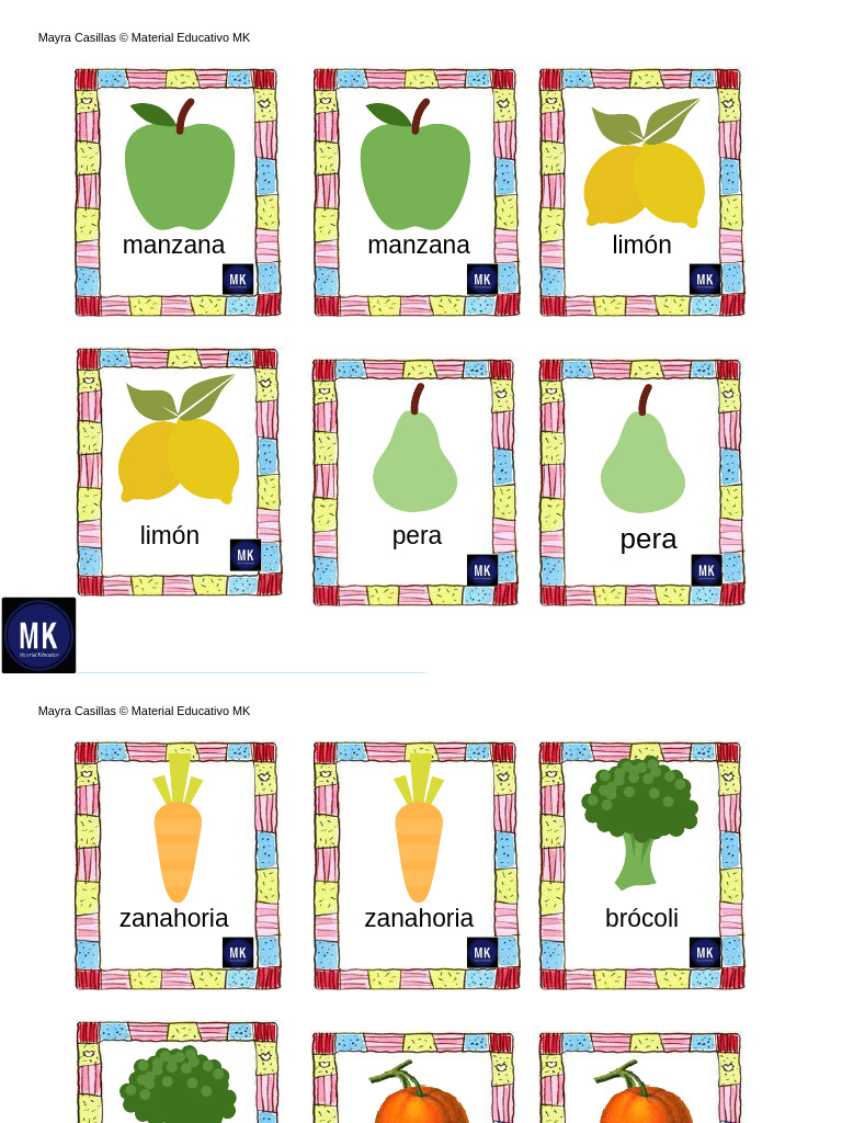 Memorama de Frutas Y Verduras | PDF