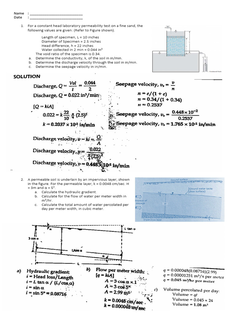 Soil Permeability Calculations | PDF