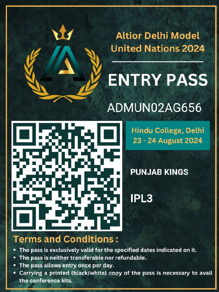 ADMUN 2.0 Entry Pass - Anuj Sinha | PDF