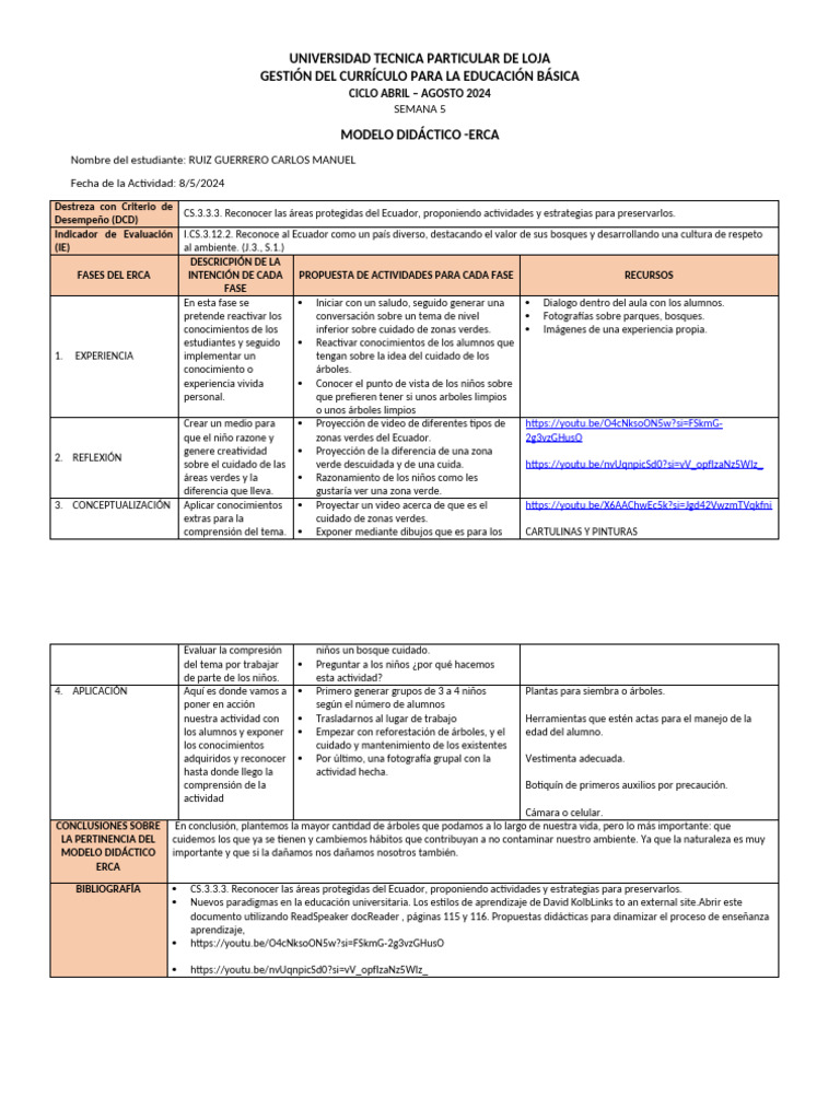 Modelo ERCA para Educación Ambiental | PDF | Plan de estudios | Modificación de comportamiento