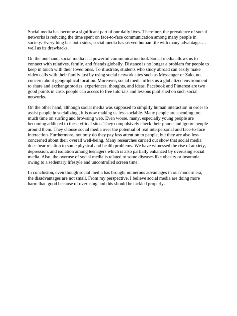 Essay About Social Media | PDF