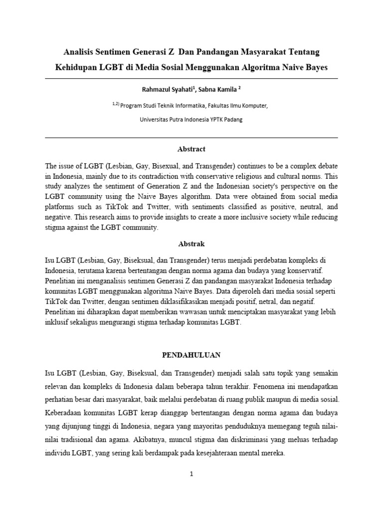 Sentimen Gen Z & LGBT di Media Sosial | PDF