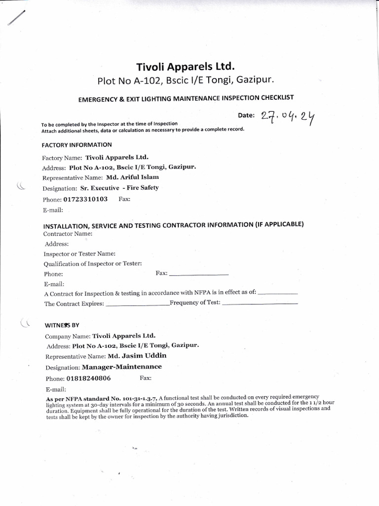 Emergency & Exit Light CheckList- April-2024_20240518_0001 | PDF ...
