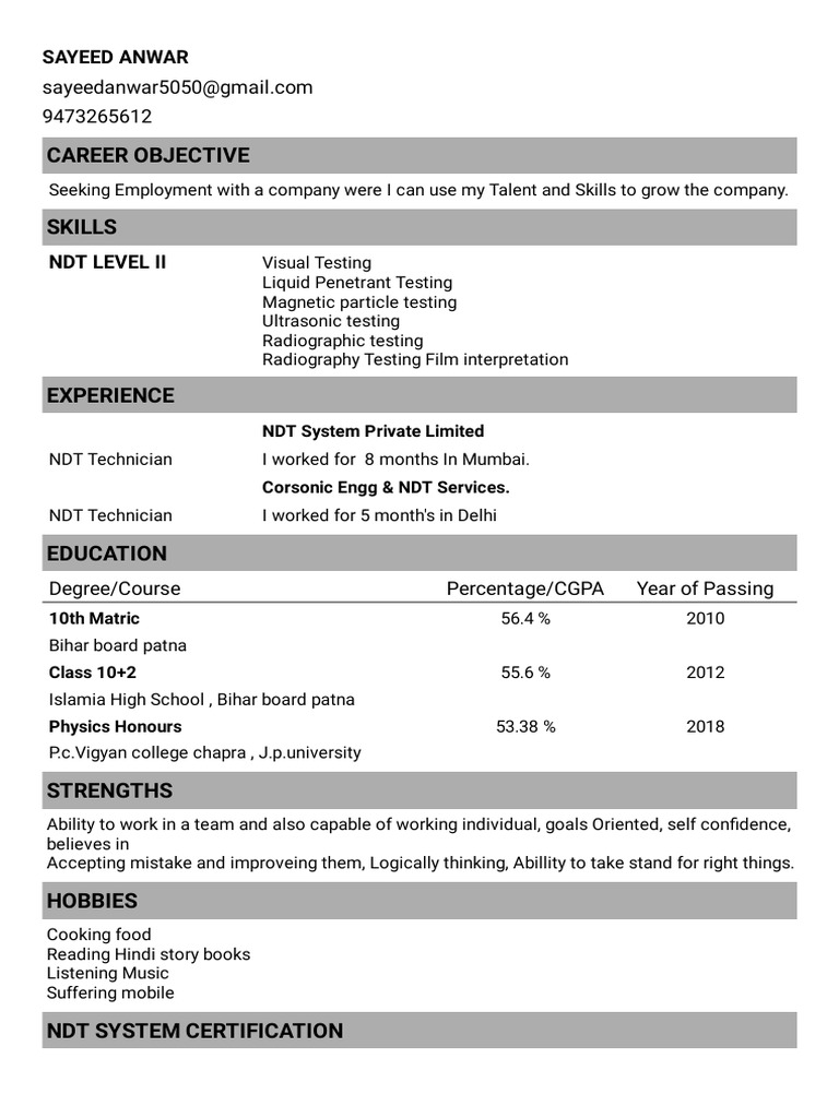 Resume - SAYEED ANWAR - Format2 | PDF