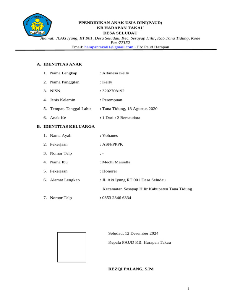 Rapot TK Kurikulum Merdeka | PDF