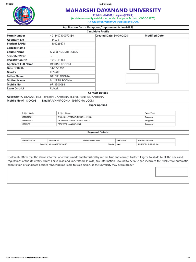 Rashmi Re form | PDF