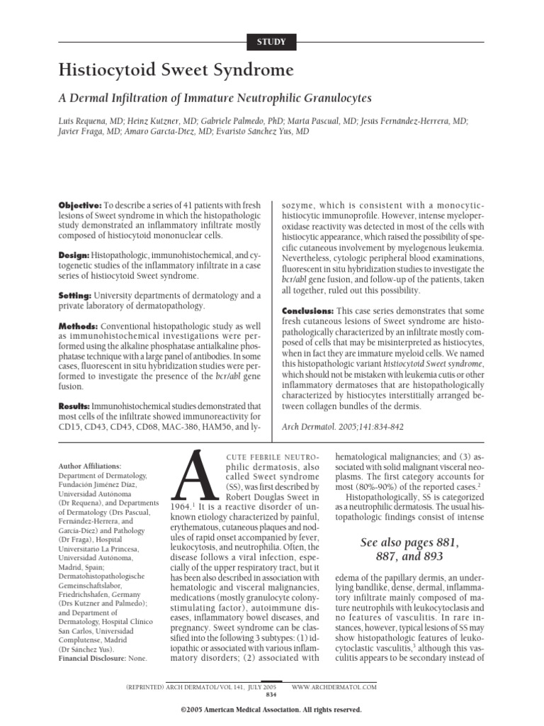 2005 Histiocytoid Sweet Syndrome | PDF | Granulocyte | Immunohistochemistry