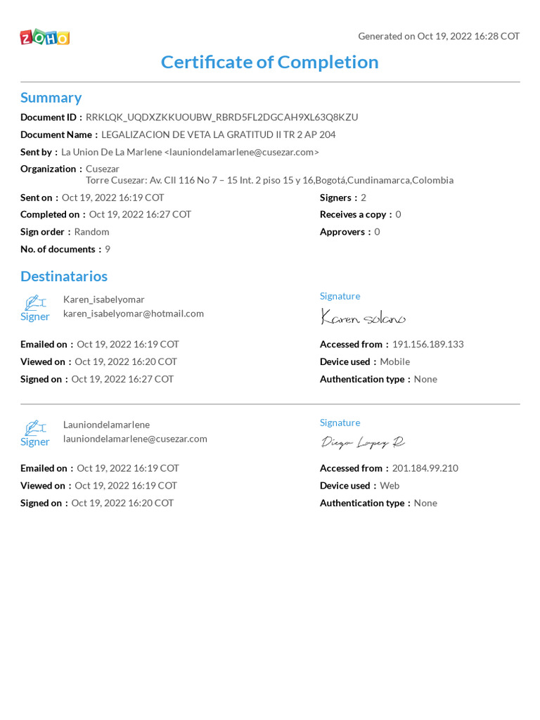 completion certificate-LEGALIZACION DE VETA LA GRATITUD II TR 2 AP 204 | PDF