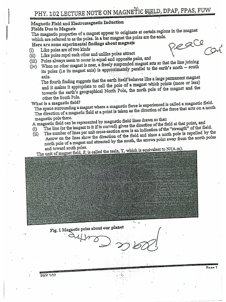 PHY102 Lecture Note On Magnetic Field | PDF