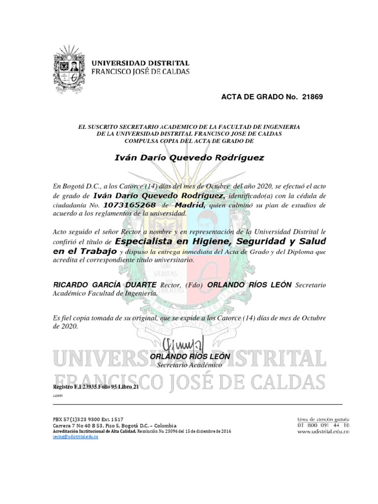 Acta de Grado UD | PDF