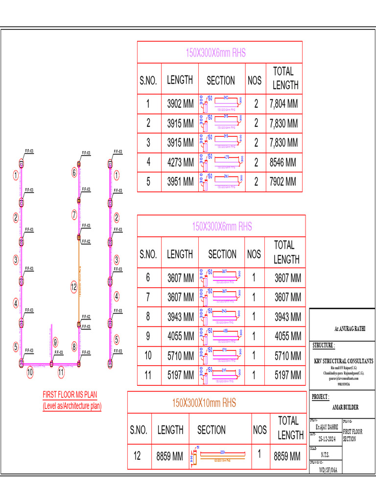 AMAR BUILDERS FIRST FLOOR SECTION-1 | PDF | Design | Technical Drawing