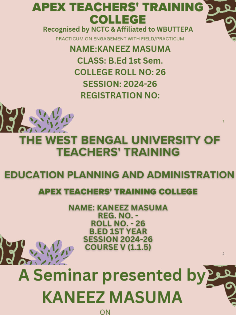 APEX TEACHERS' TRAINING COLLEGE | PDF