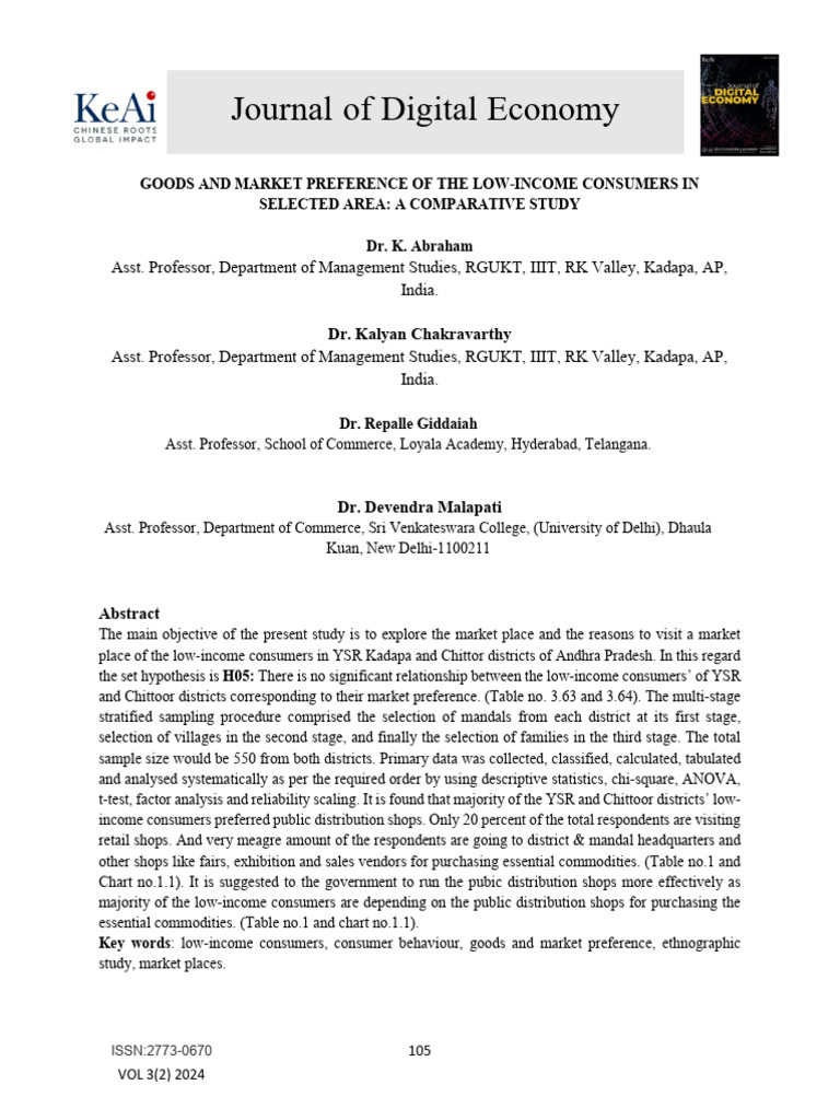 Goods and market preference of the low-income consumers in selected ...