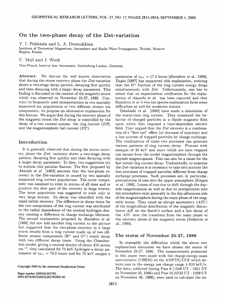 On the Two Phase Decay of the Dst Variation 968sgndcnn | PDF ...
